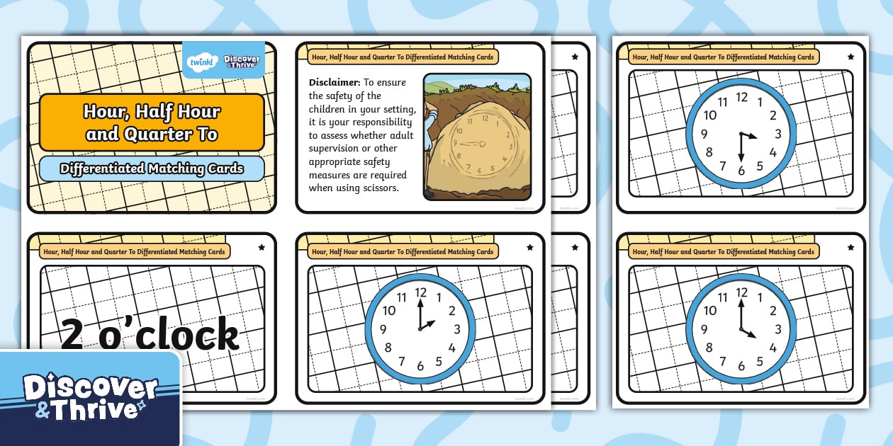 Hour, Half Hour and Quarter To Differentiated Matching Cards