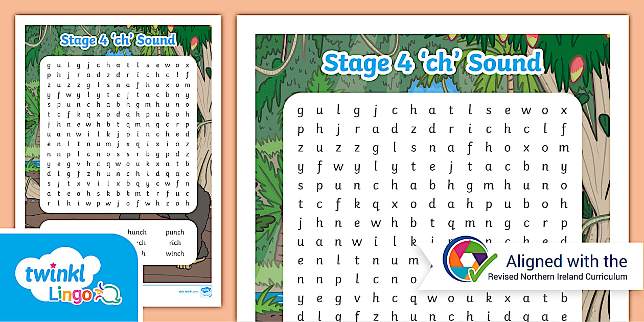 Linguistic Phonics Stage 4 'ch' Word Search (teacher made)