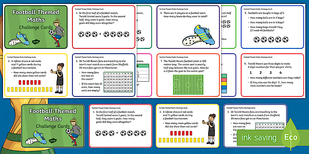 KS1 Football Themed Maths Challenge Cards (teacher made)