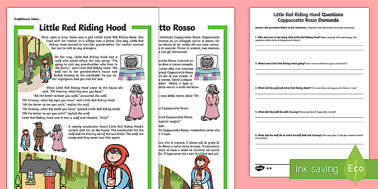 Higher Ability Little Red Riding Hood Differentiated Reading Comprehension