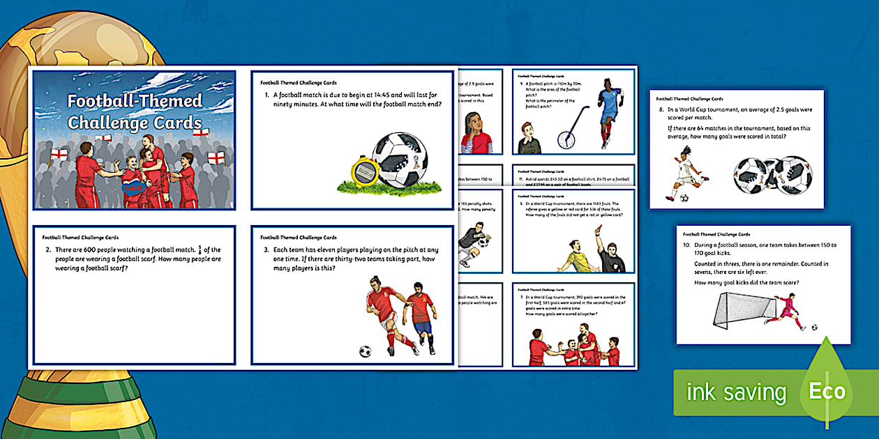3-4 Football Themed Maths Challenge Cards