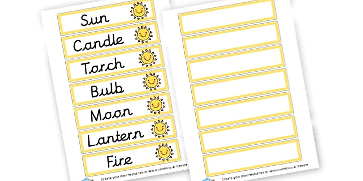 Light Sources Cards (teacher made) - Twinkl