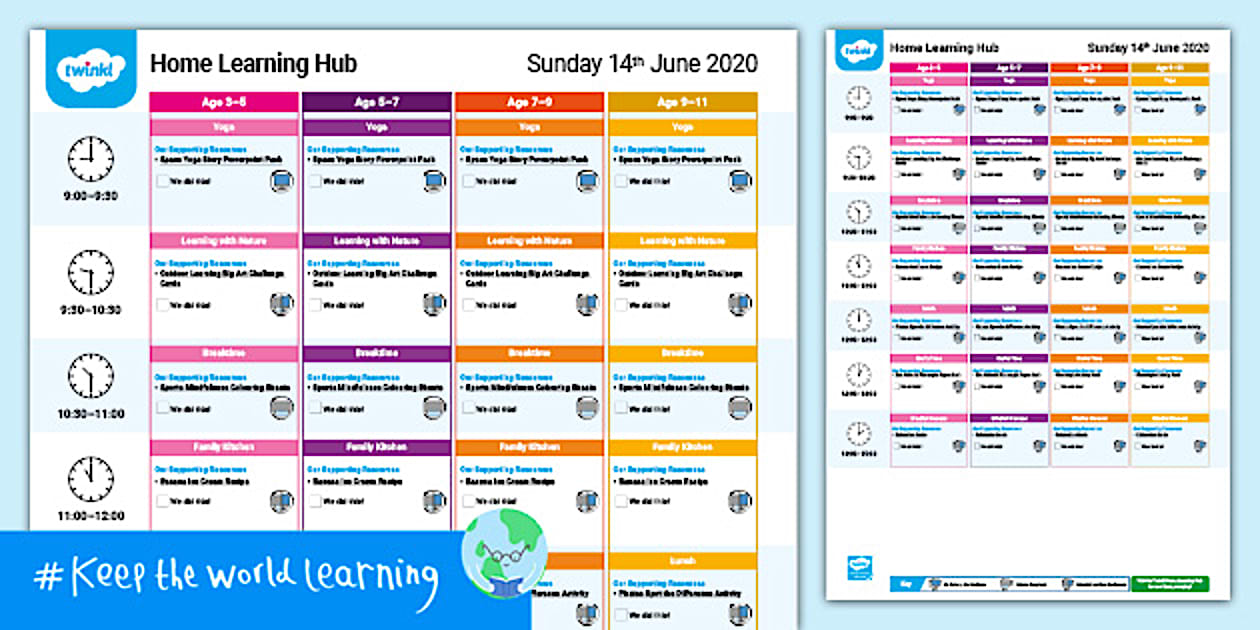Home Learning Hub Daily Plan Sunday 14th June (teacher made)