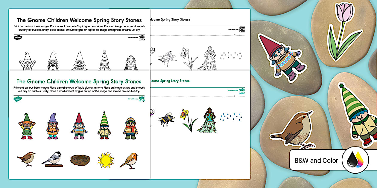 The Gnome Children Welcome Spring Story Stone Cutouts