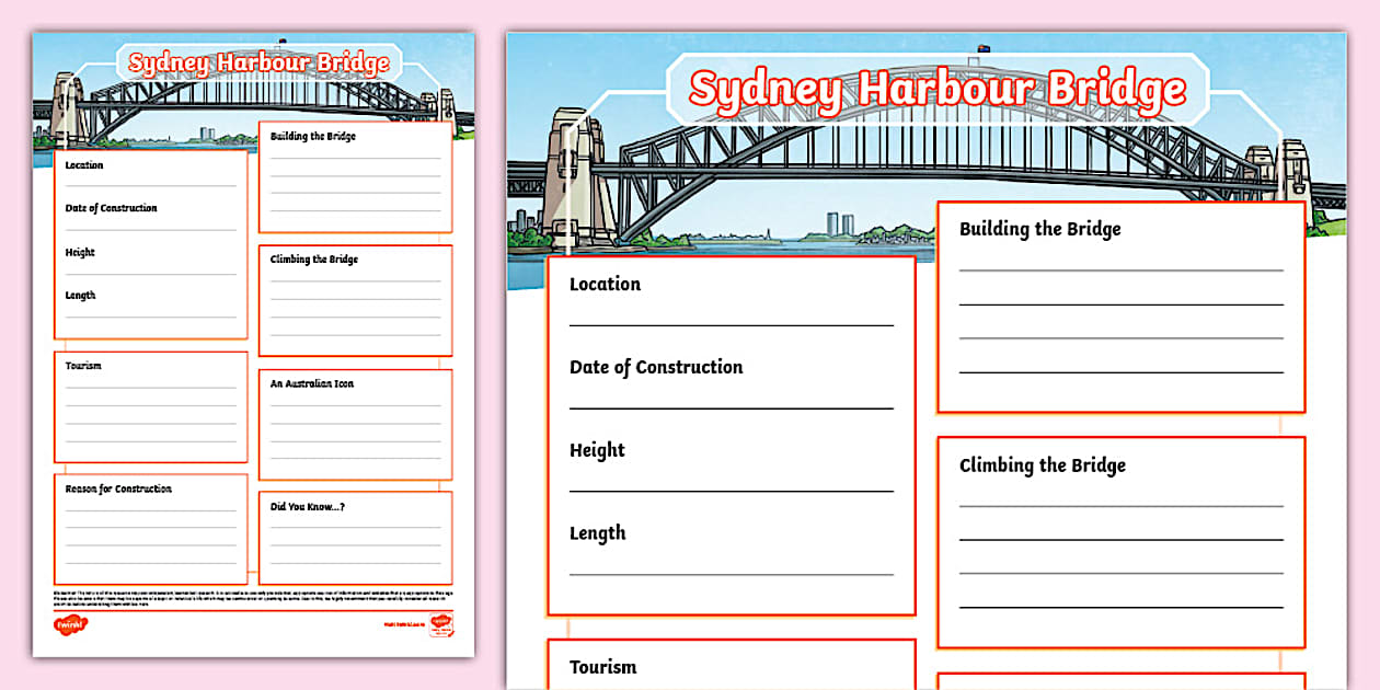 Sydney Harbour Bridge Fact File Template (Teacher-Made)