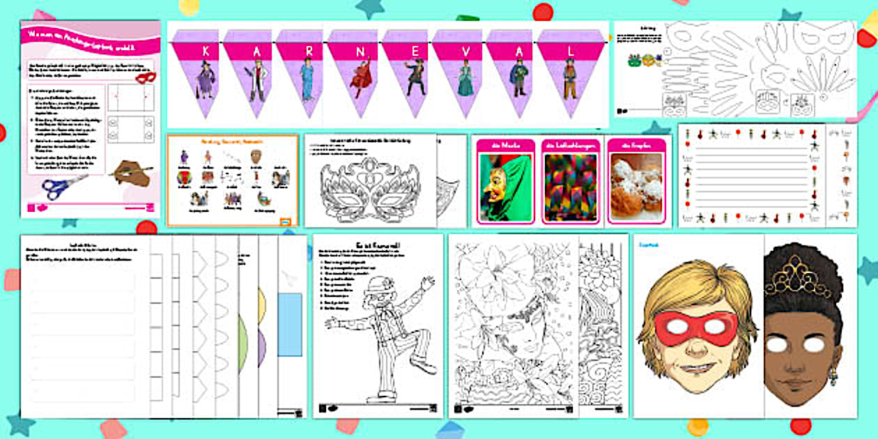 Fasching/Karneval - Lapbook (Lehrer gemacht) - Twinkl