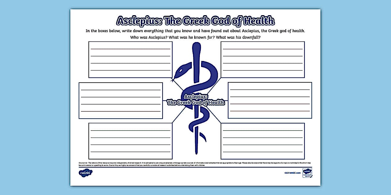Asclepius: The Greek God of Health Mind Map (teacher made)