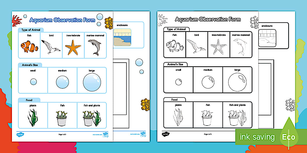 The Aquarium Dramatic Play Observation Form - Twinkl