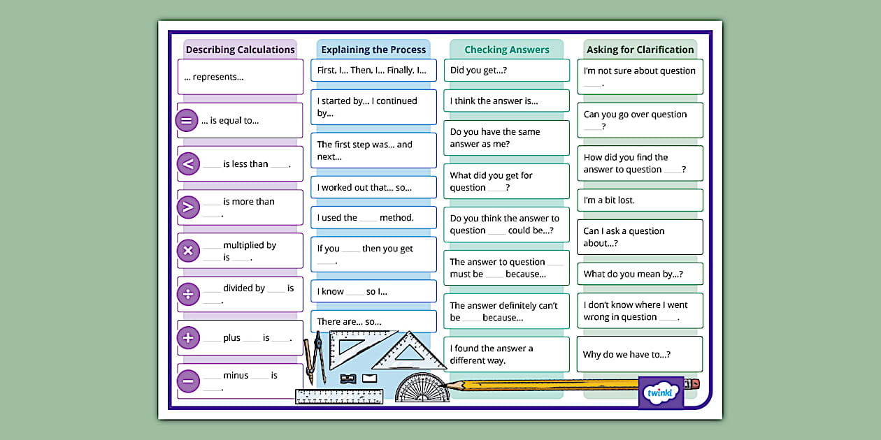 Older EAL Learner Scaffolded Speaking for Maths Desk Mat