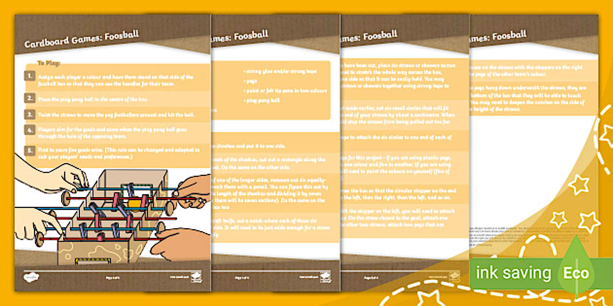 Cardboard Games: Foosball (Teacher-Made) - Twinkl