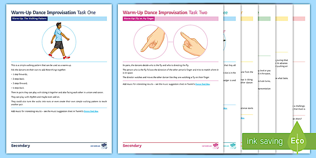 Black and White Improvisation Tasks for Dance Activity Pack