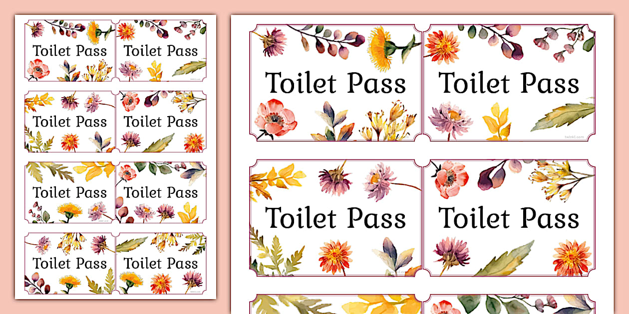 Wildflower Botanical Themed Toilet Pass Card (Teacher-Made)