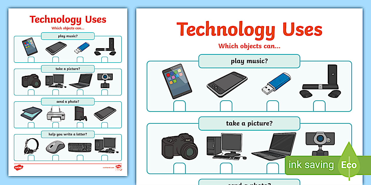 Technology Uses Worksheet (teacher made) - Twinkl