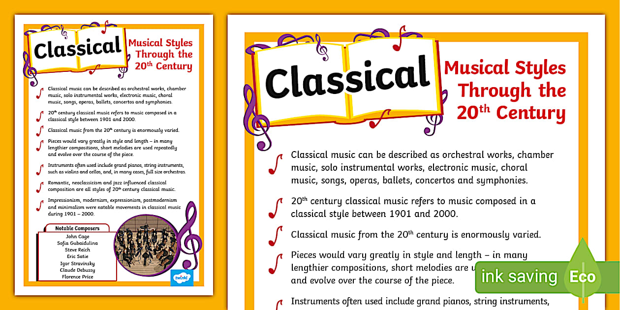 Musical Styles Through the 20th Century Information Poster: Classical