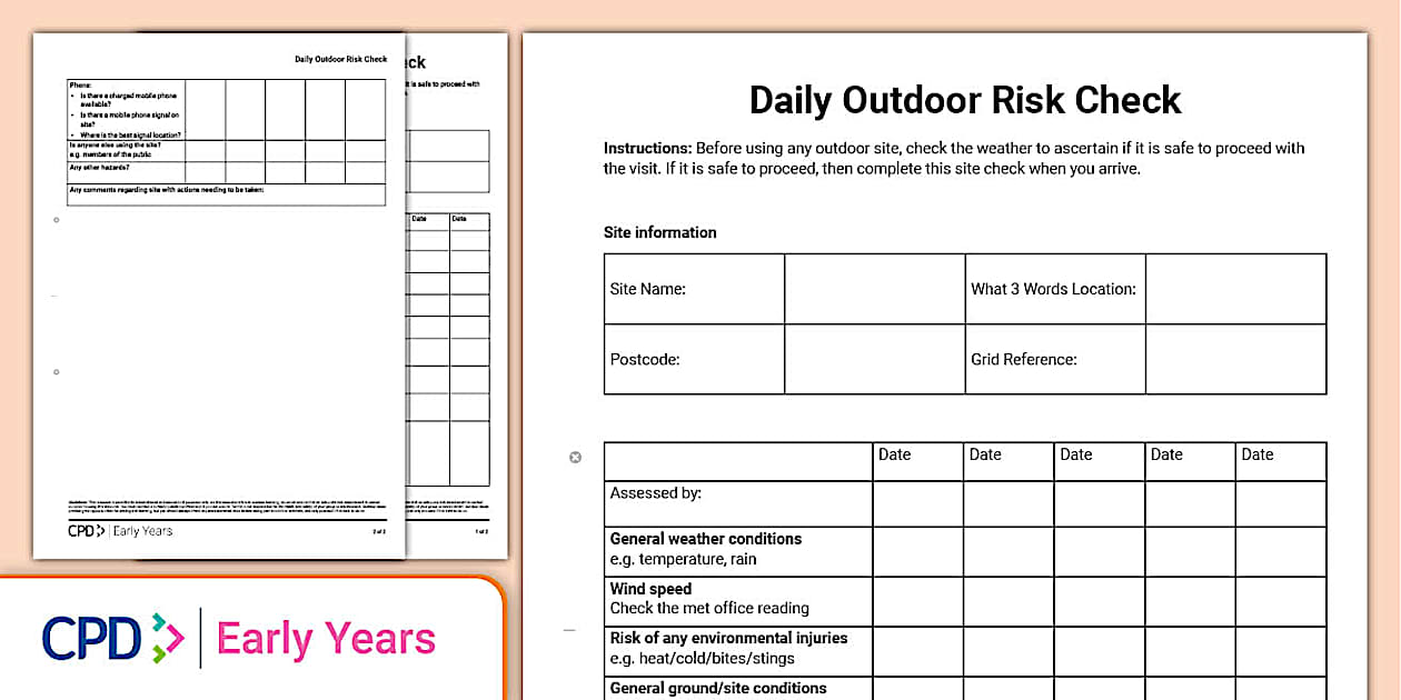Daily Outdoor Risk Check | Outdoors | CPD | Twinkl - Twinkl