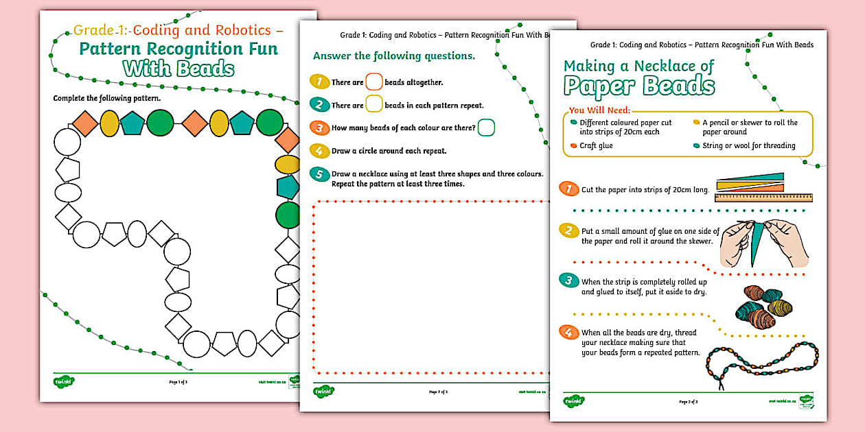 Grade 1 Coding Pattern Recognition Fun With Beads - Twinkl