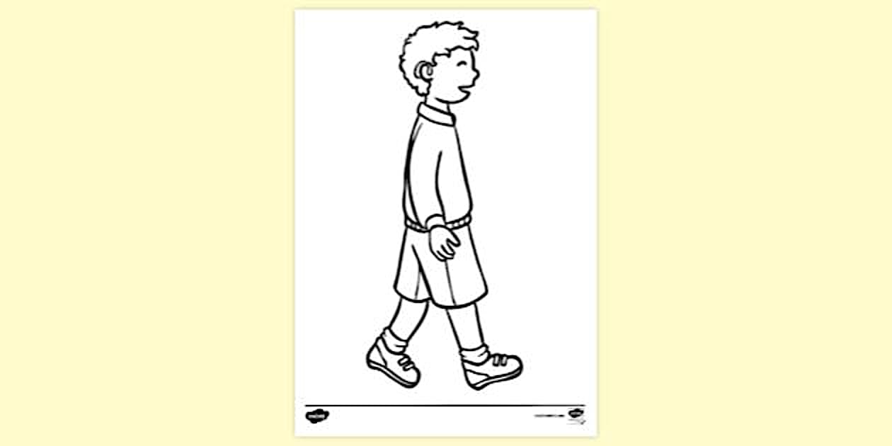 Boy Walking Colouring Sheet | Colouring | Twinkl Resources