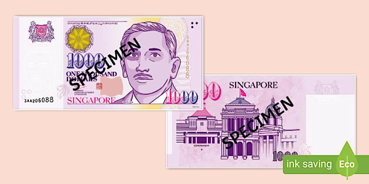 $1000 Singapore Note Display Cut-Outs - (teacher made)