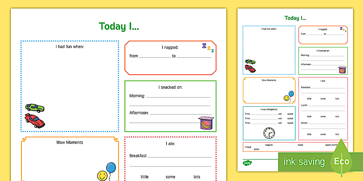 Today I... Daily Record for Rising 3s with Nappies Record