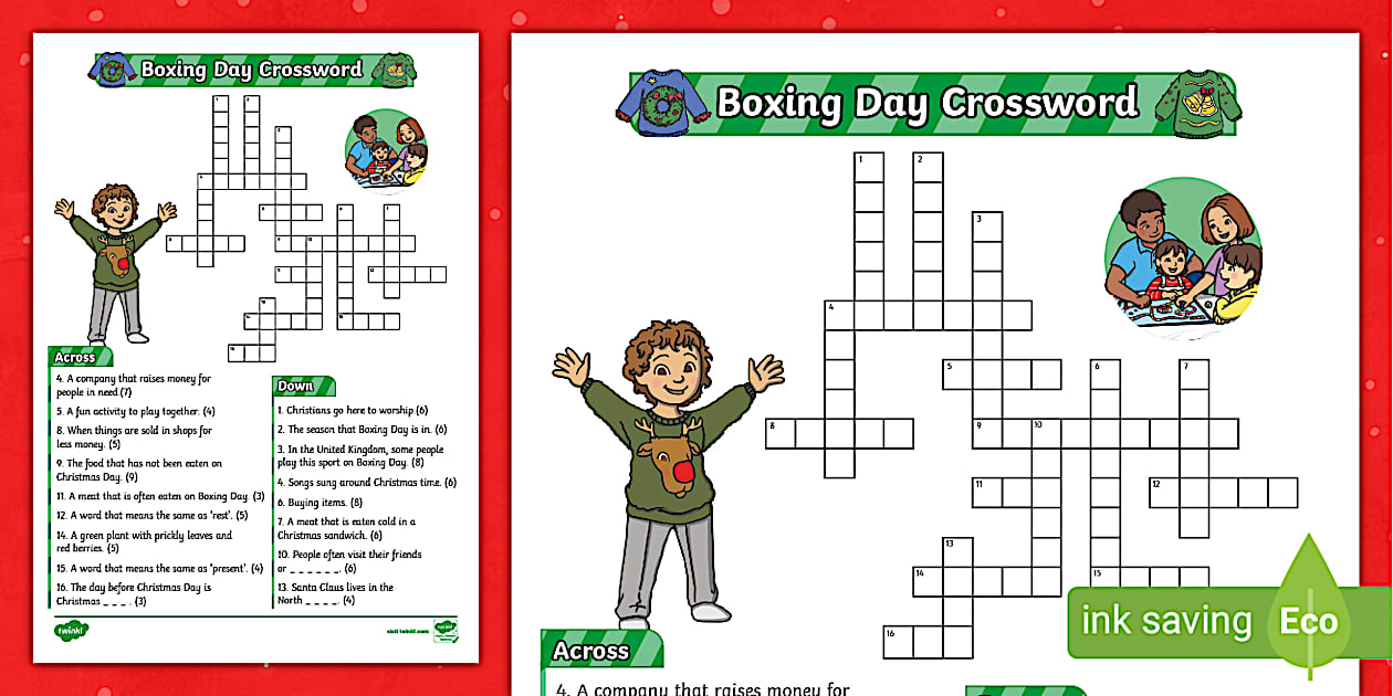 KS1 Boxing Day Crossword (teacher made) - Twinkl