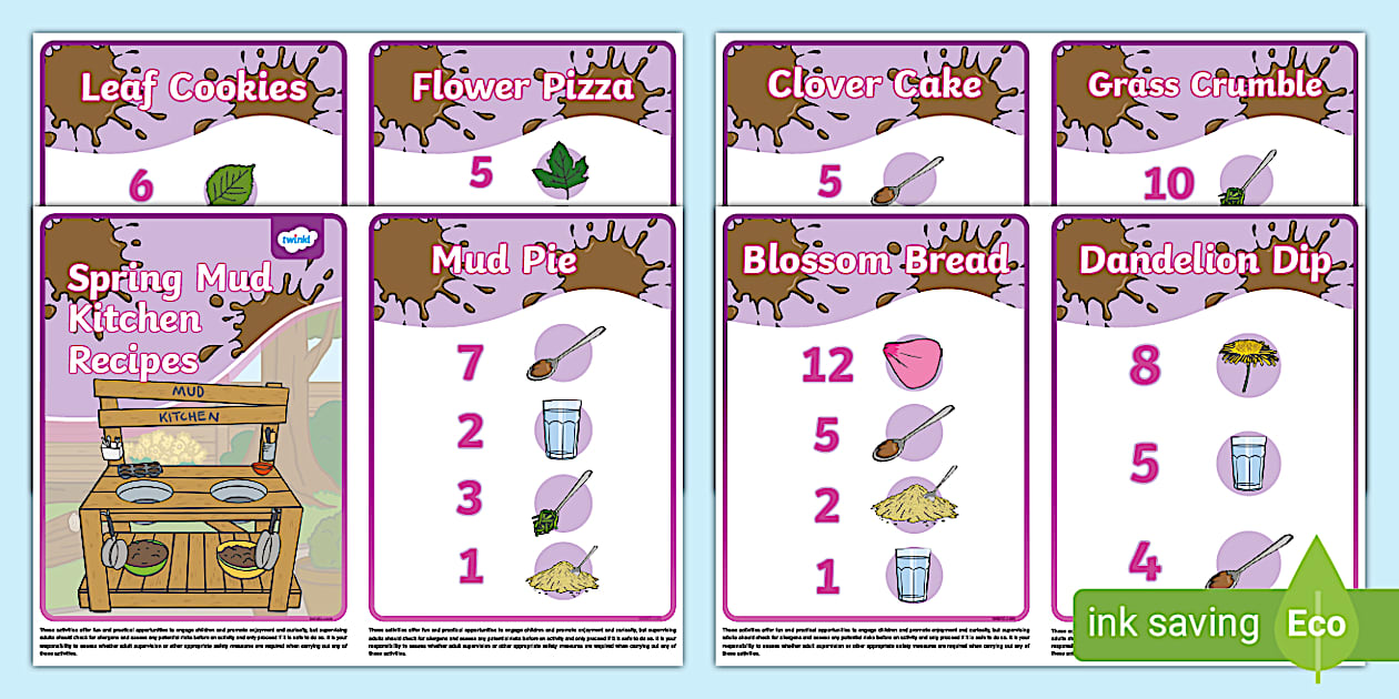 Spring Mud Kitchen Recipe Cards - EYFS (teacher made)