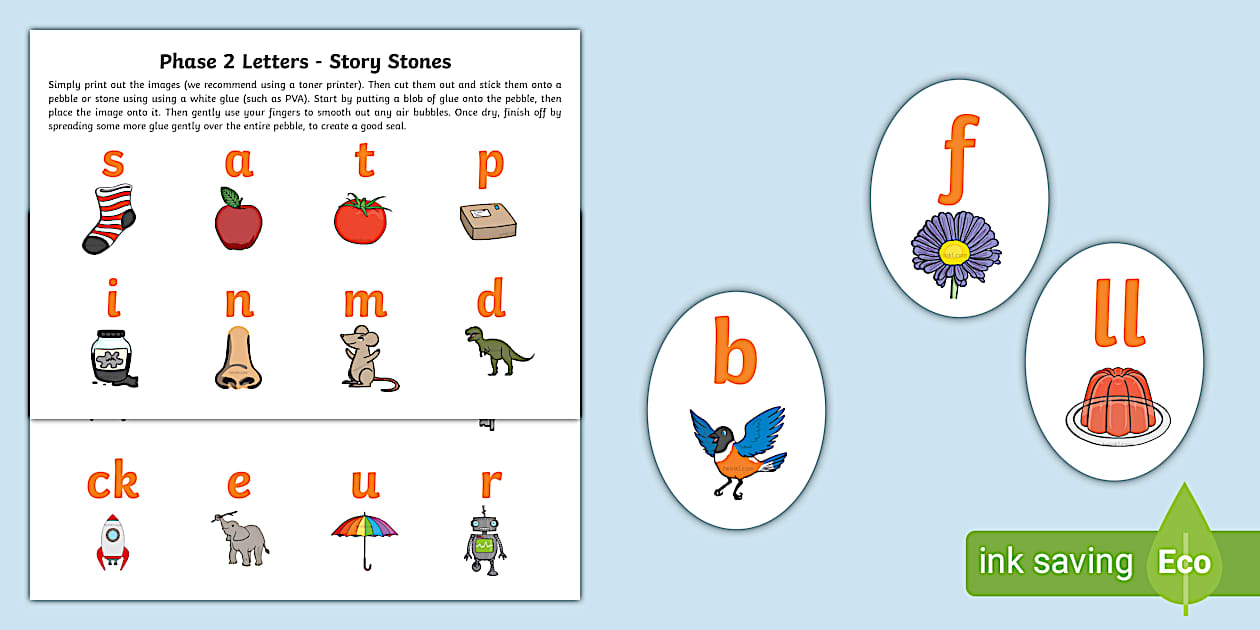 Editable Phase 2 Letter Stone Cut Outs - Twinkl