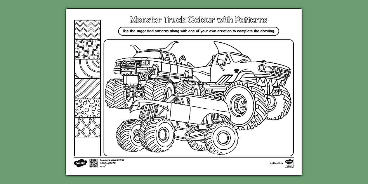 Monster Truck Colour with Patterns Activity (teacher made)