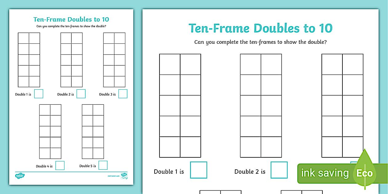 👉 Pair-Wise Ten-Frame Doubles to 10 Activity Sheet
