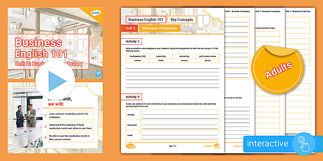 ESL Business English 101: Unit 2 (teacher made) - Twinkl