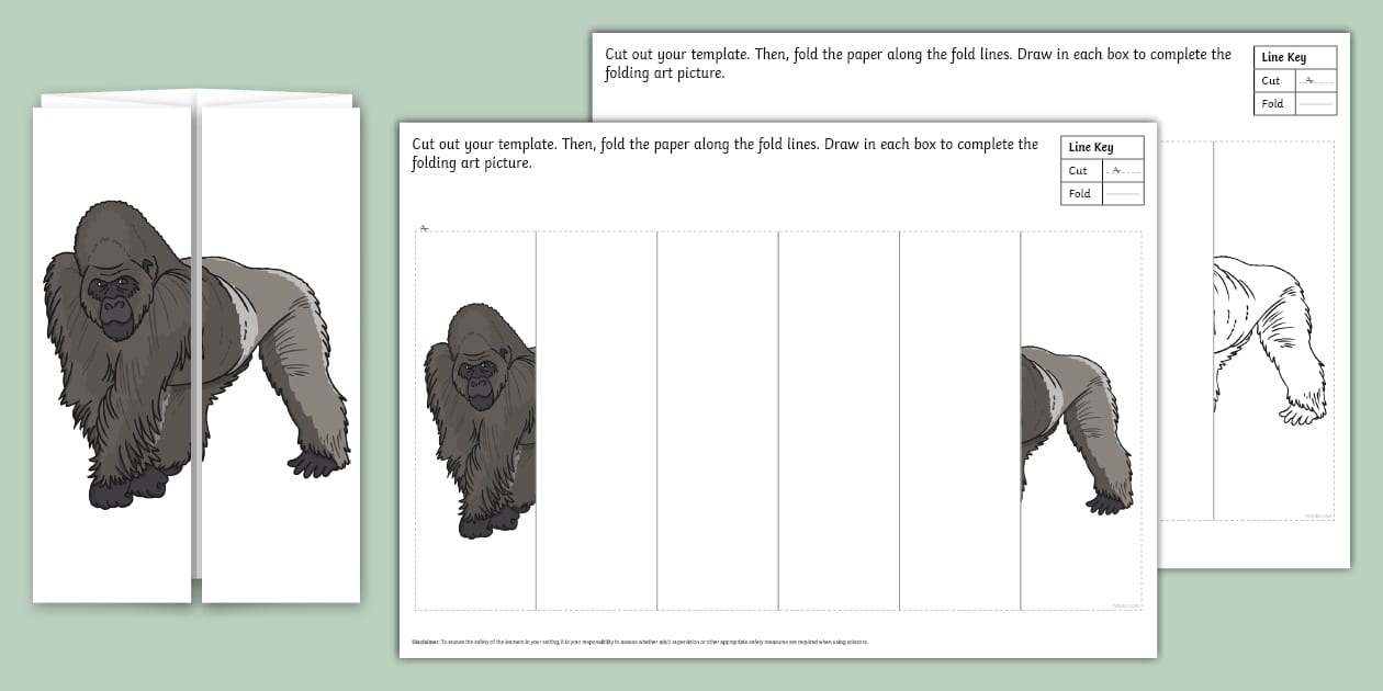 Gorilla Folding Art Template - Twinkl Art (teacher made)