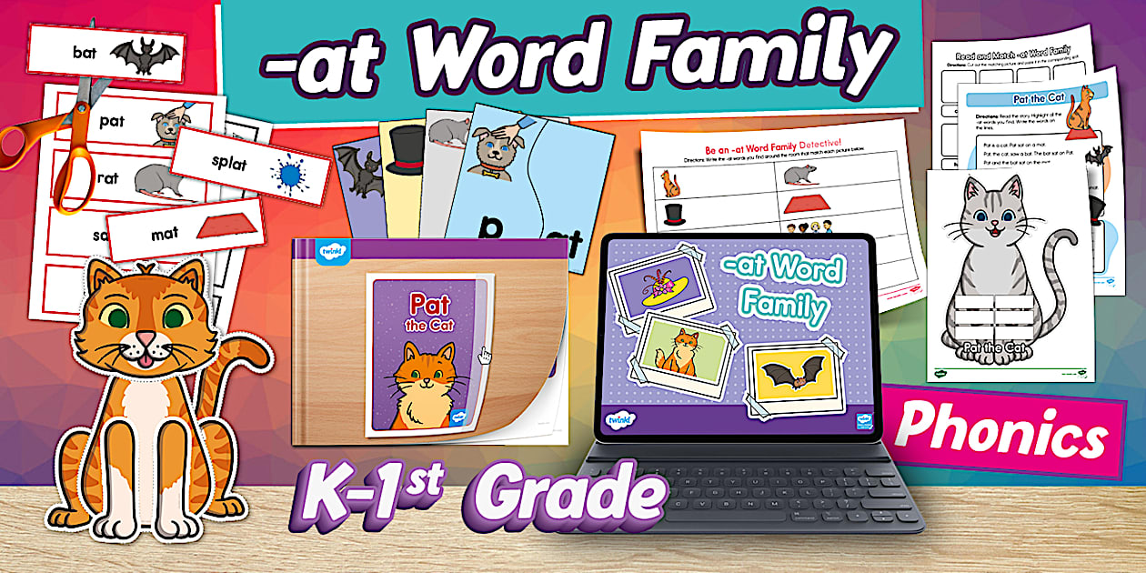 -at Word Family Resource Pack for K-1st Grade - Twinkl