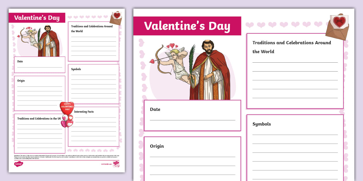 Valentine's Day Fact File Template
