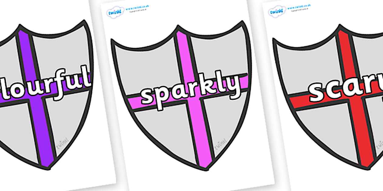 Wow Words on Shields (teacher made) - Twinkl