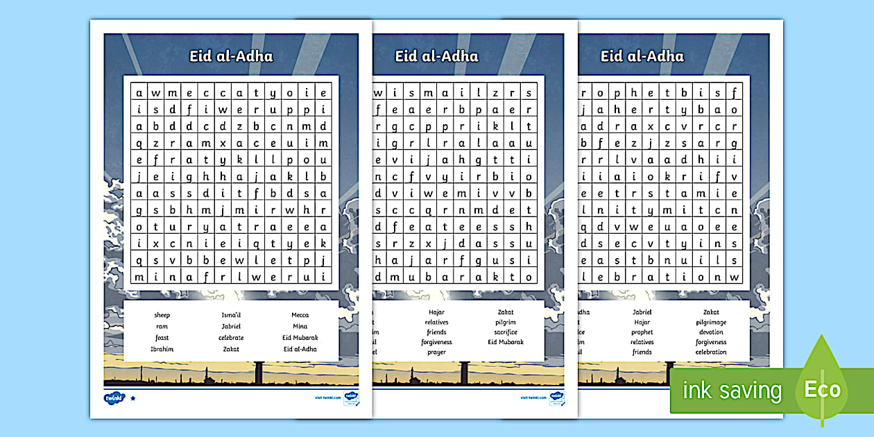 Eid al-Adha Differentiated Word Search (teacher made)