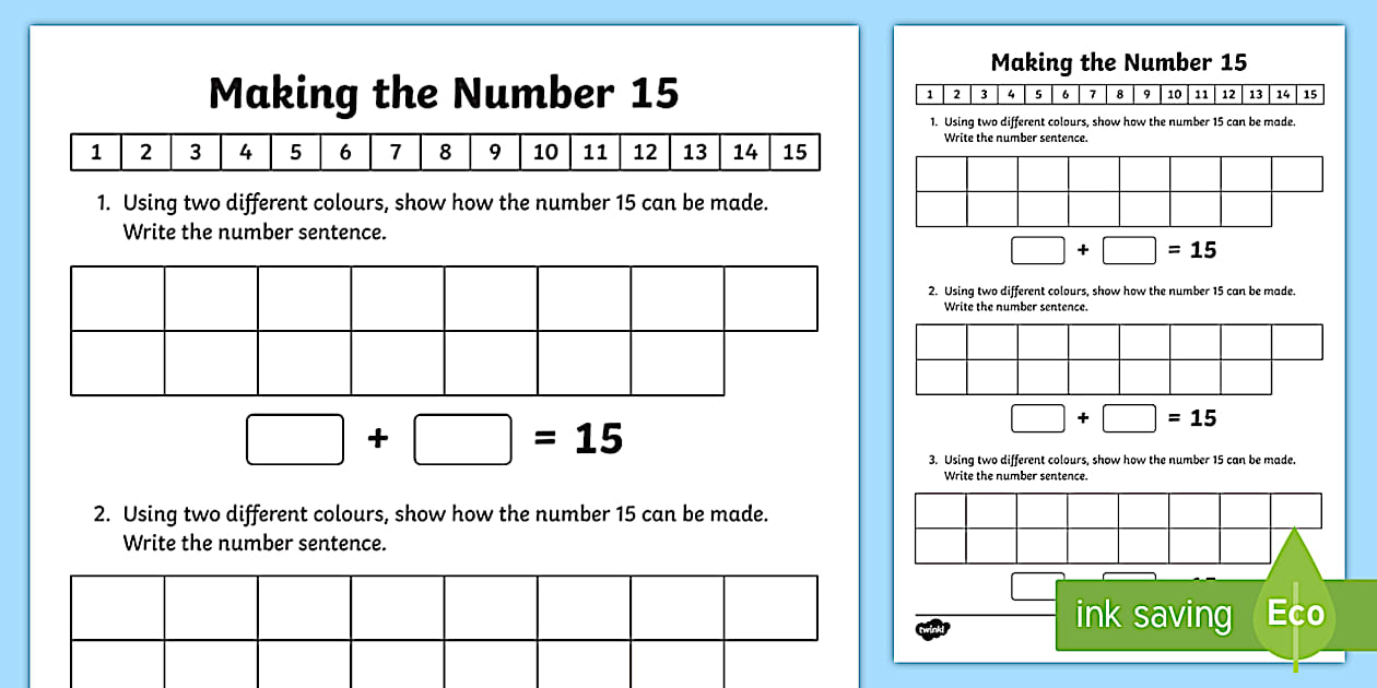Ways of Making 15 Worksheet / Worksheet (teacher made)