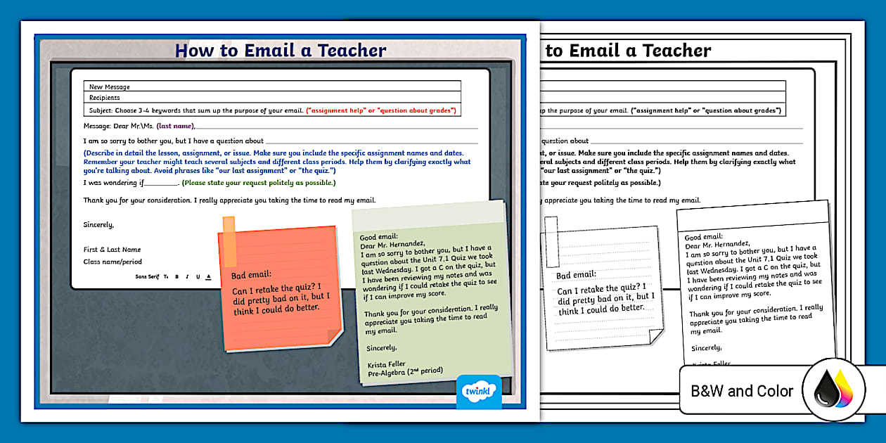 6th-8th Grade How to Email Your Teacher Poster | Twinkl USA