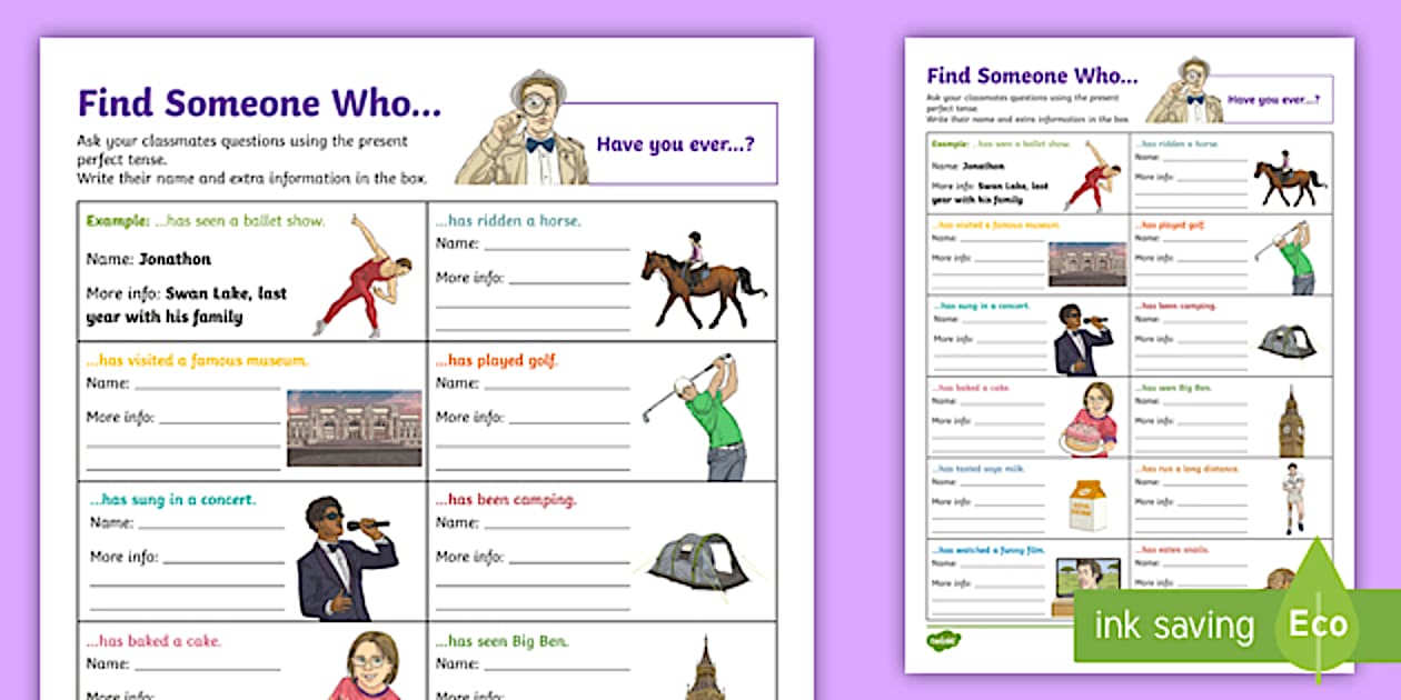 Editable TEFL ESL 'Find Someone Who' Speaking Activity