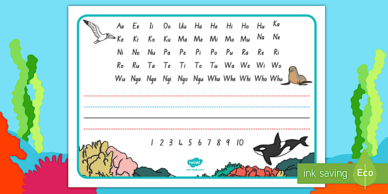 Under the Sea Alphabet and Numbers to 10 (Te Reo Māori) Desk Mat