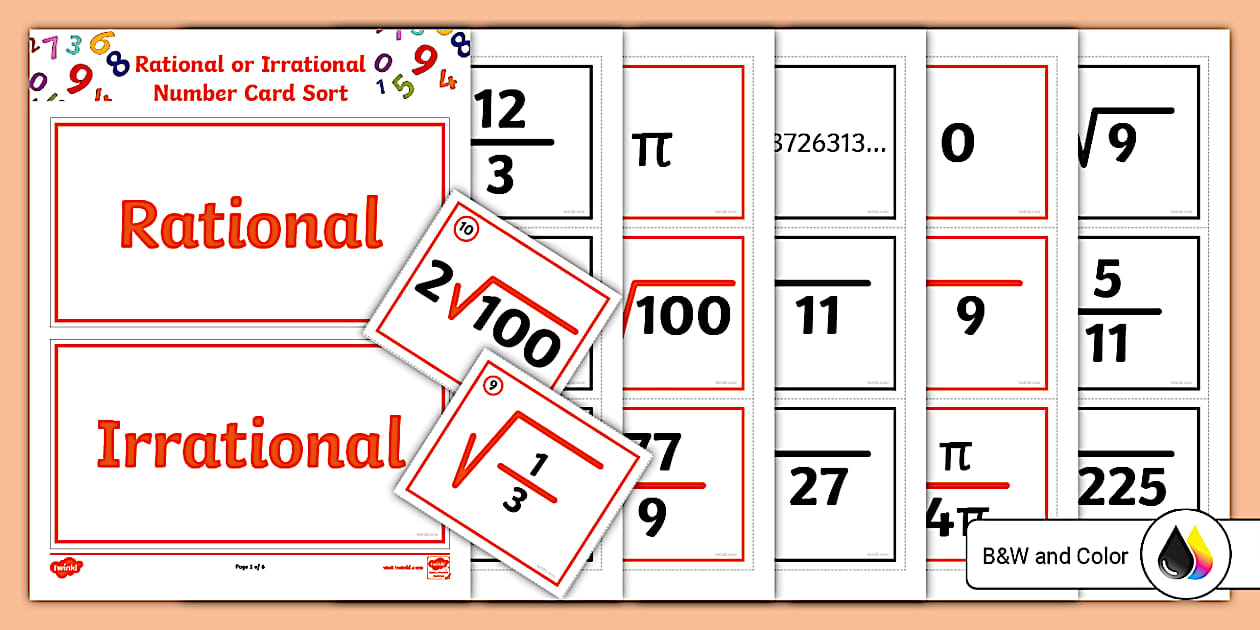 Eighth Grade Rational or Irrational Number Card Sort