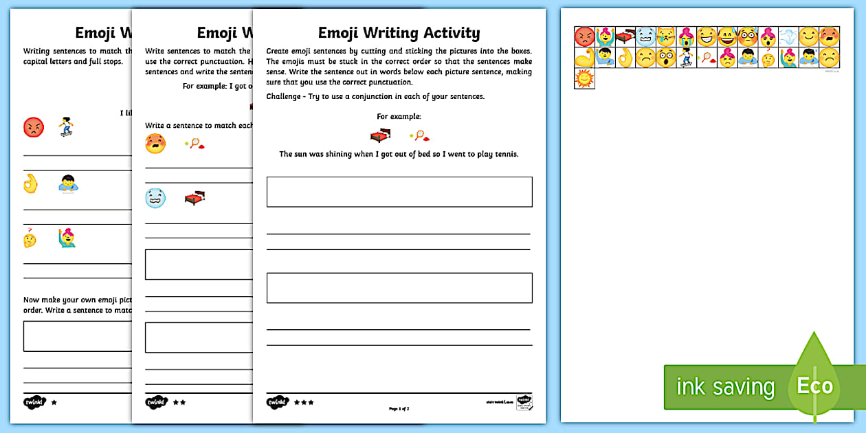 😊 Emoji Writing Sentences KS1 Worksheets - Primary Resources