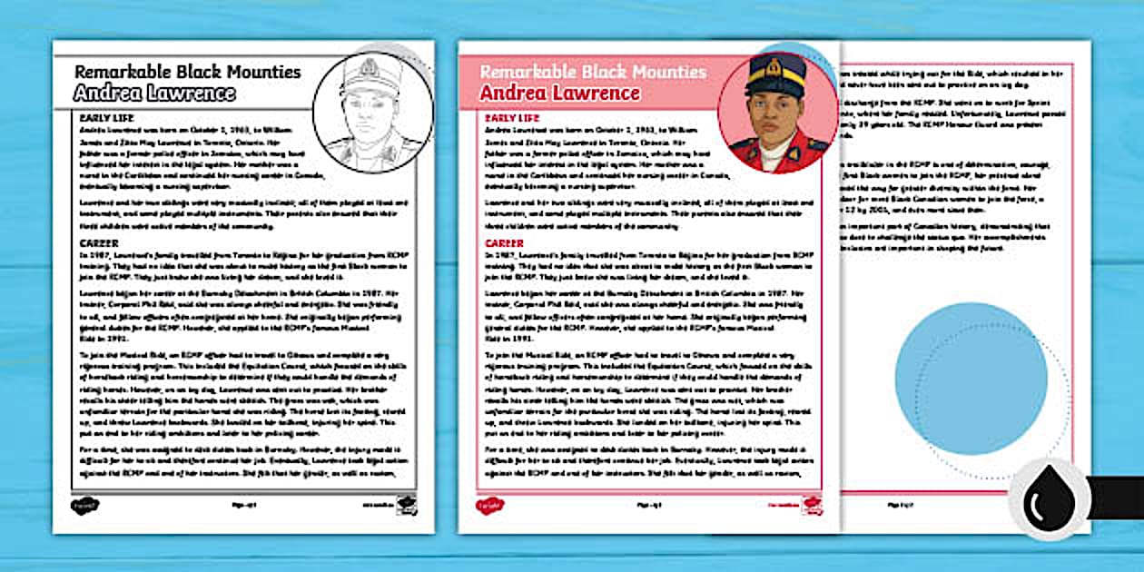 * NEW * Remarkable Black Mounties -Andrea Lawrence Fact File and Quiz