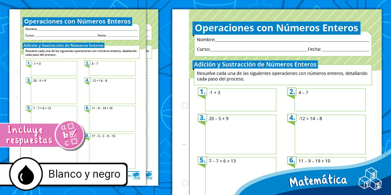 Guía | 4 Operaciones | Números Enteros | Conjunto Z | 8°