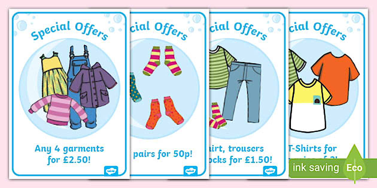 Laundrette Role Play Special Offers Display Posters - Twinkl