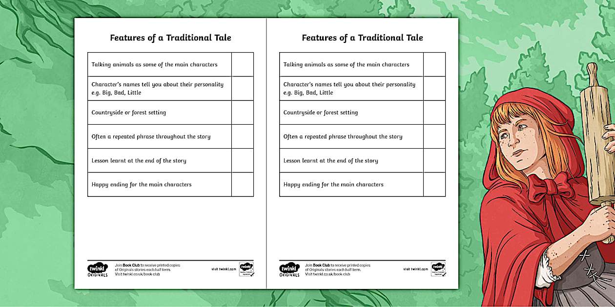 Editable Features of a Traditional (Folk) Tale Checklist