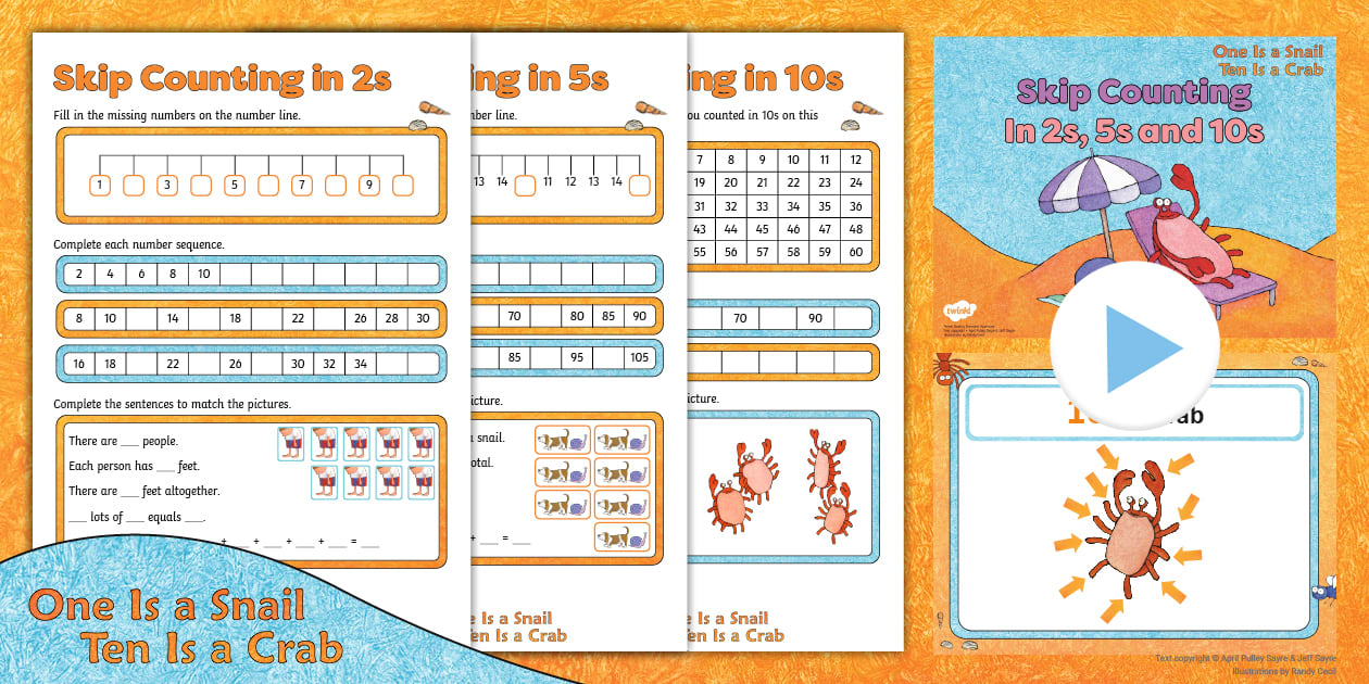 FREE! - 👉 One is a Snail, Ten is a Crab: Skip Counting Teaching Pack