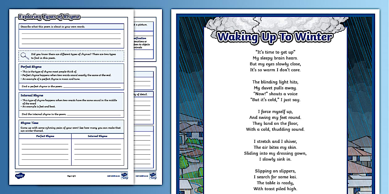 Waking Up To Winter Poem and Activities (teacher made)
