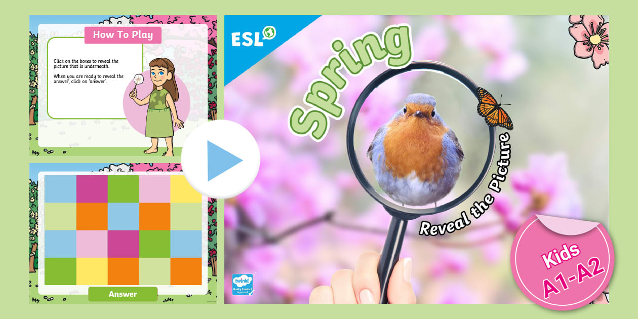 ESL Spring: Reveal The Picture [Kids, A1-A2] (Teacher-Made)