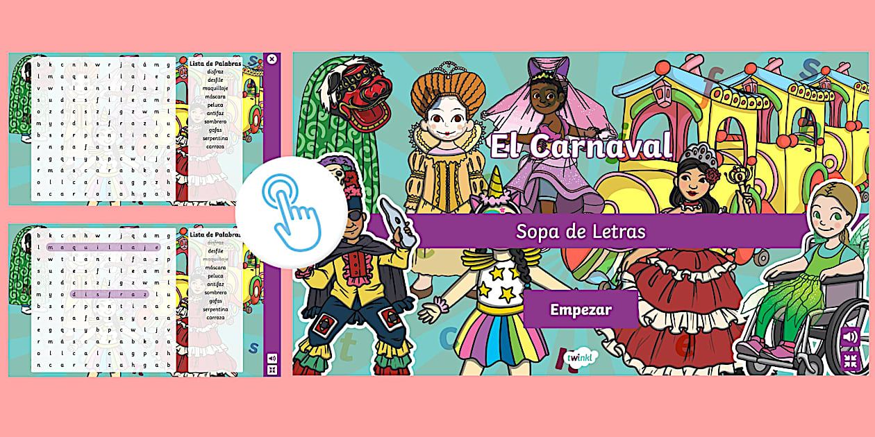 Sopa de letras interactiva: El Carnaval - Twinkl