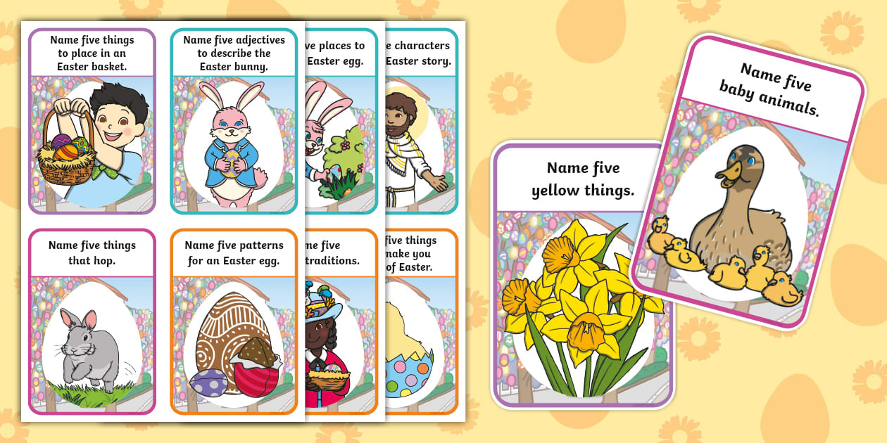 Name Five Easter Things Categories Card Game (teacher made)
