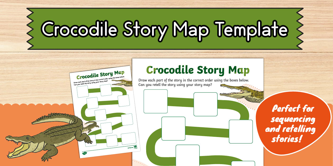 Crocodile Story Map Template - Twinkl